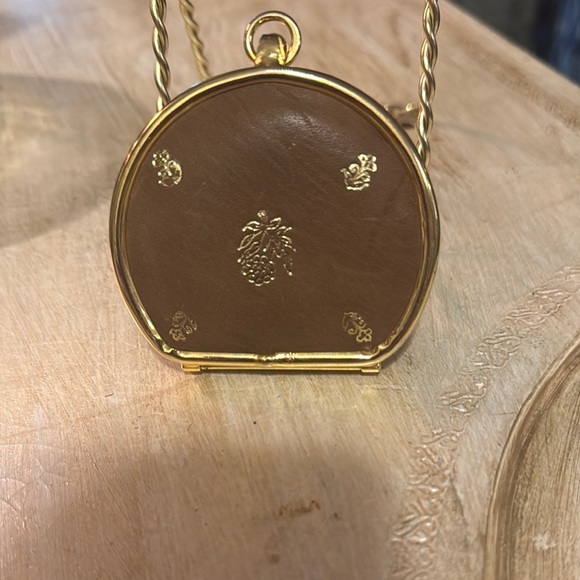 Bags | Brown And Gold Round Expandable Coin Purse | Poshmark